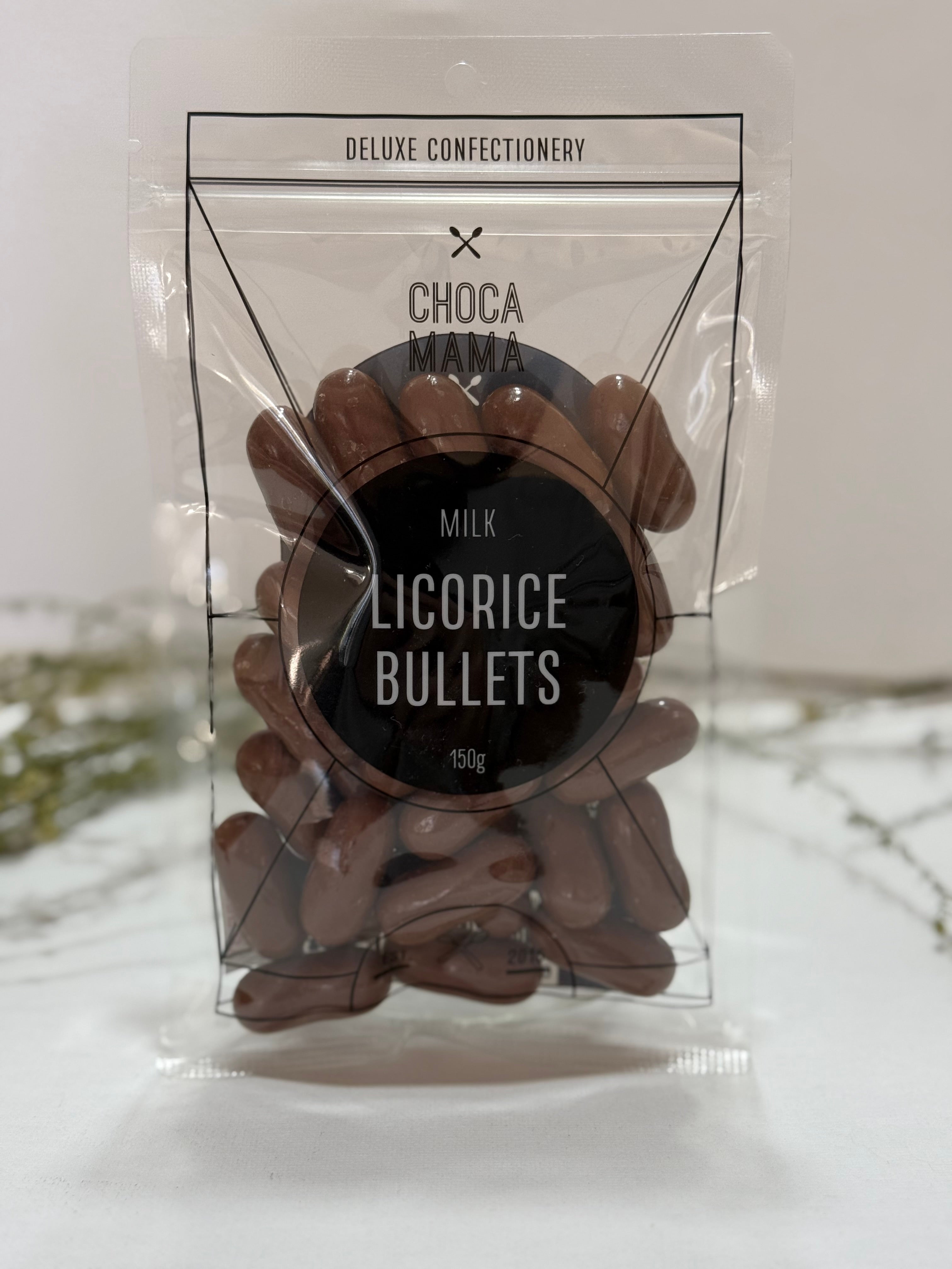Chocamama Milk chocolate Licorice Bullets 150gm | Shop Co.
